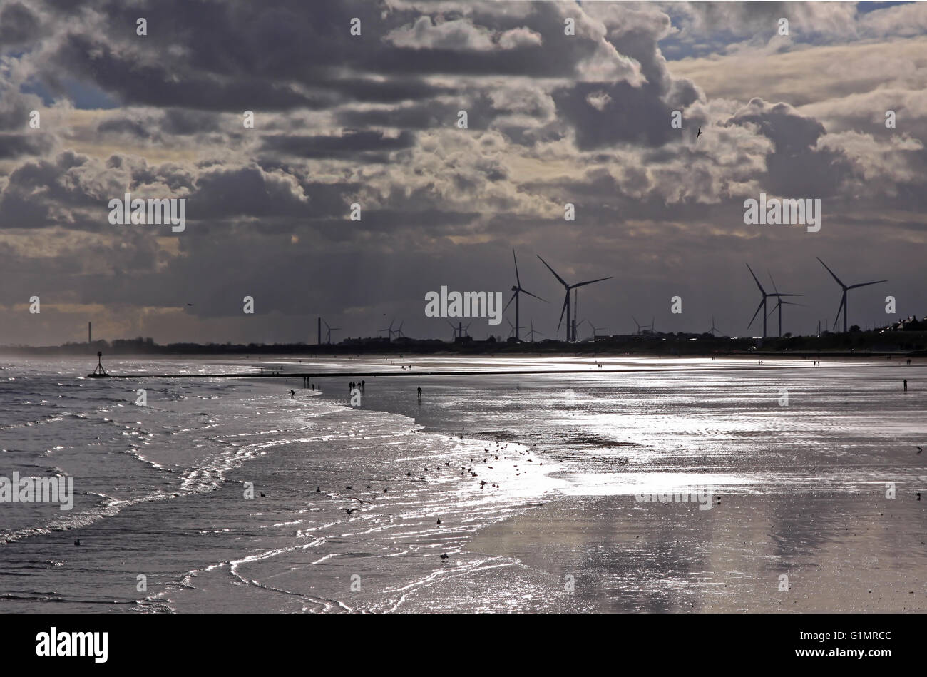 Bridlington Beach and Seaside with Wind Turbines in Bridlington ...
