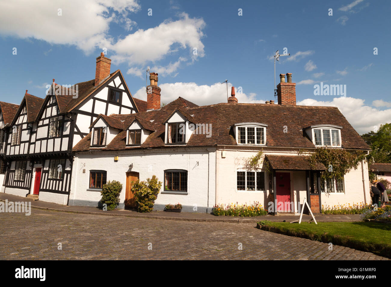 Tudor half timbered black and white medieval houses, Mill Street ...