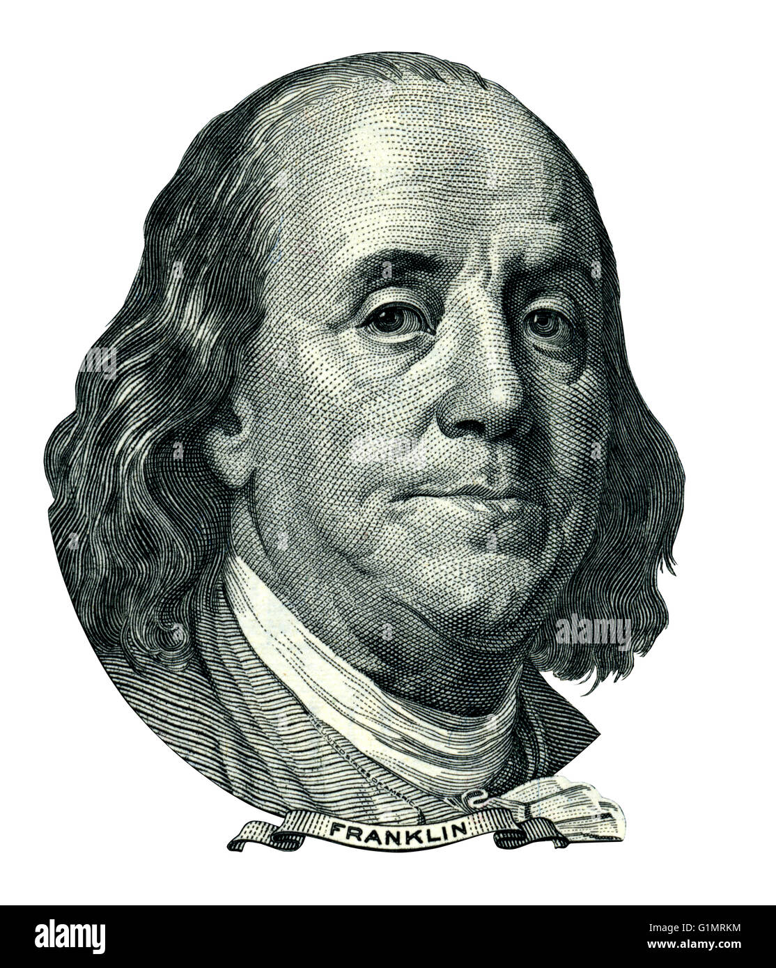 Portrait of U.S. statesman, inventor, and diplomat Benjamin Franklin as ...