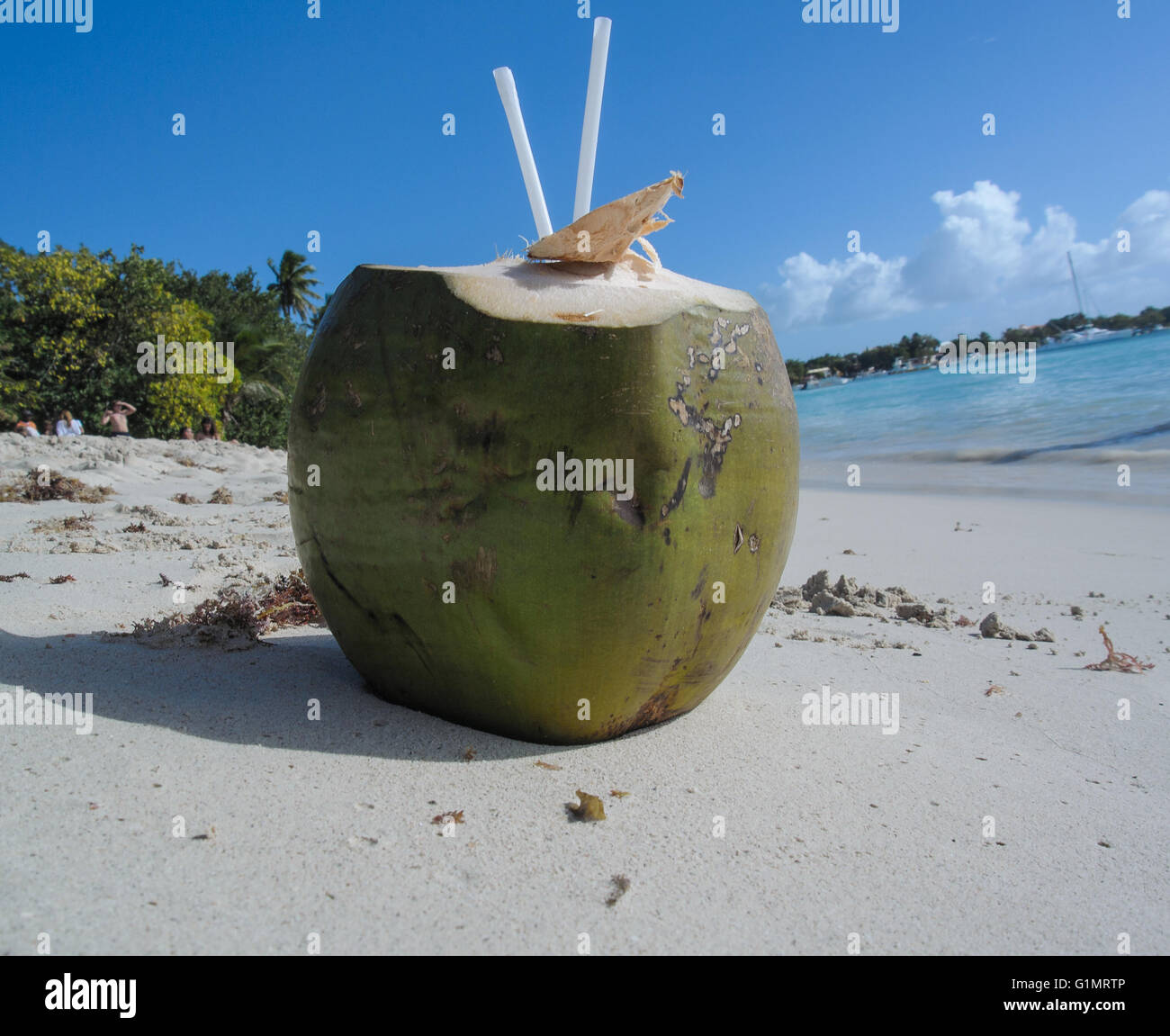 Caribbean beach coconut drink hi-res stock photography and images - Alamy
