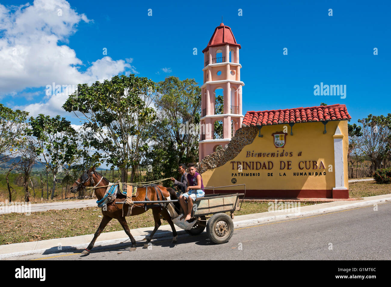 Horizontal view of the welcome sign in Trinidad, Cuba Stock Photo - Alamy