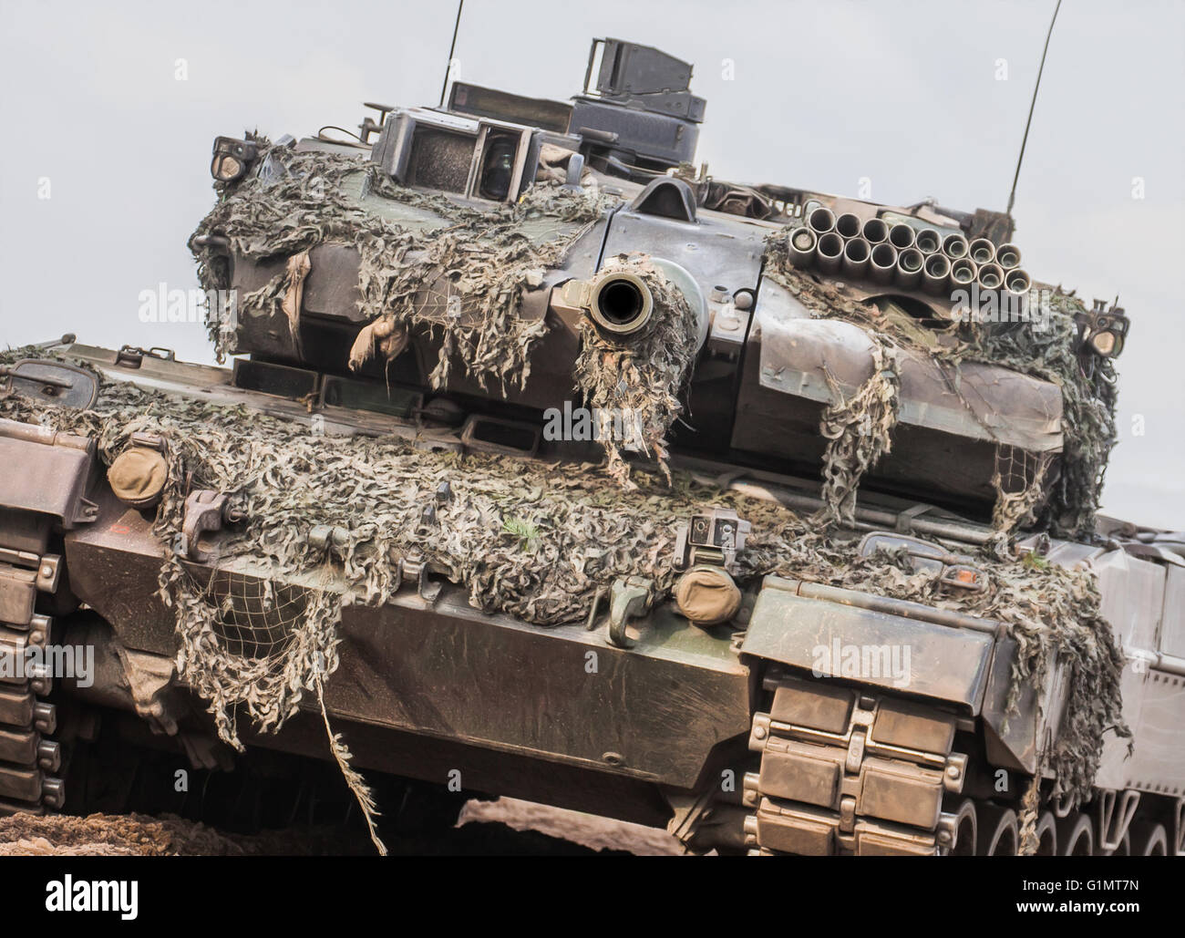 german main battle tank stands in position to shoot Stock Photo - Alamy