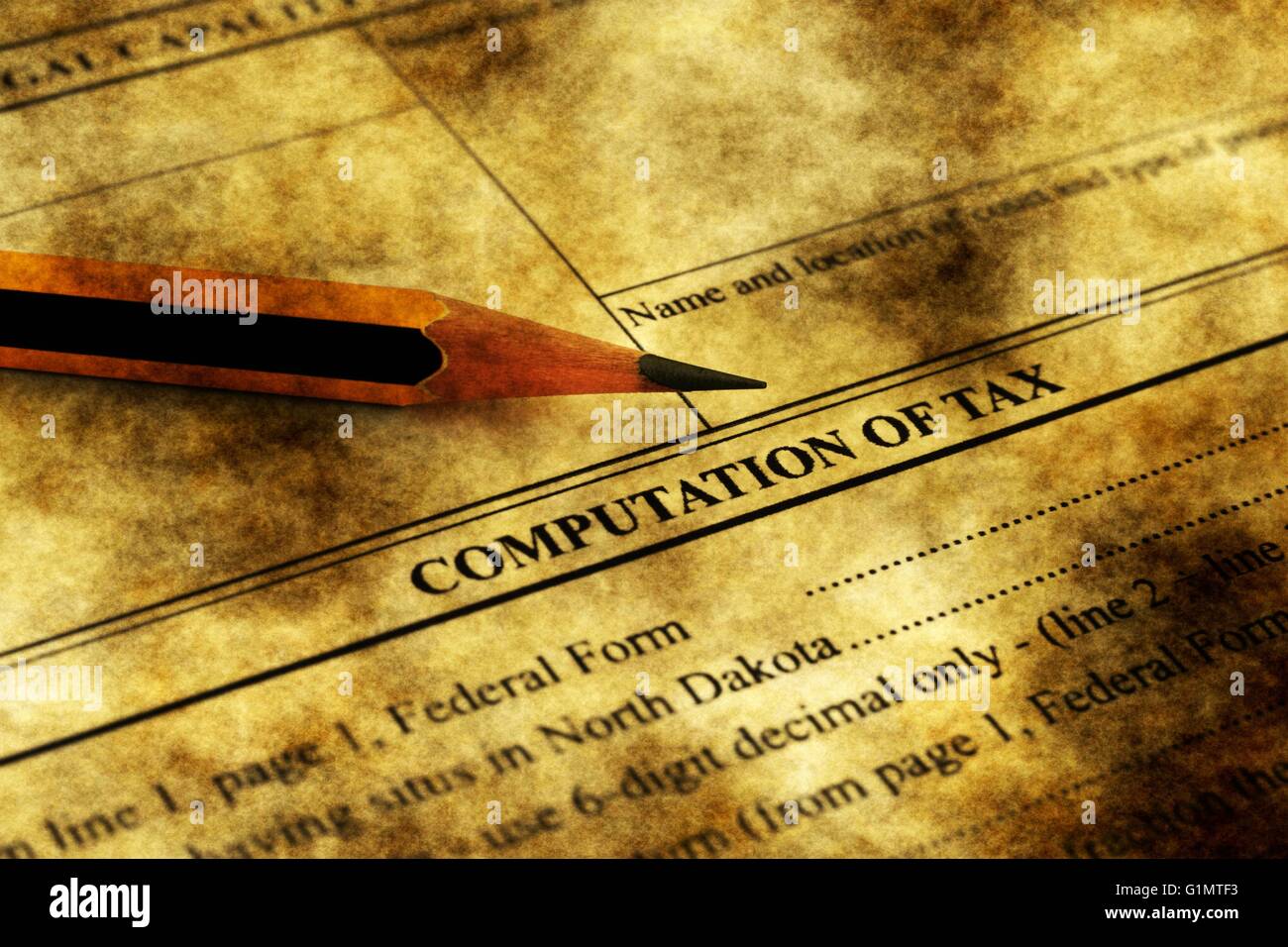 Computation of tax form grunge concept Stock Photo - Alamy