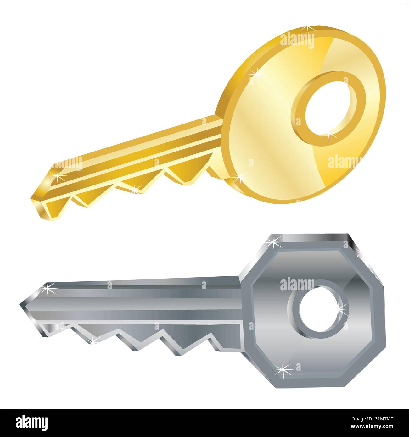 Two keys iron and gold on white background is insulated Stock Vector ...