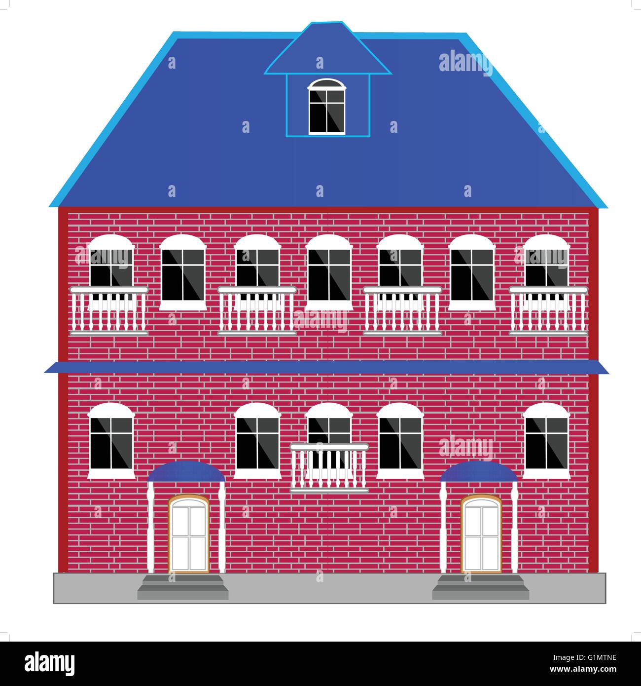 Illustration of the big brick building on white background Stock Vector ...