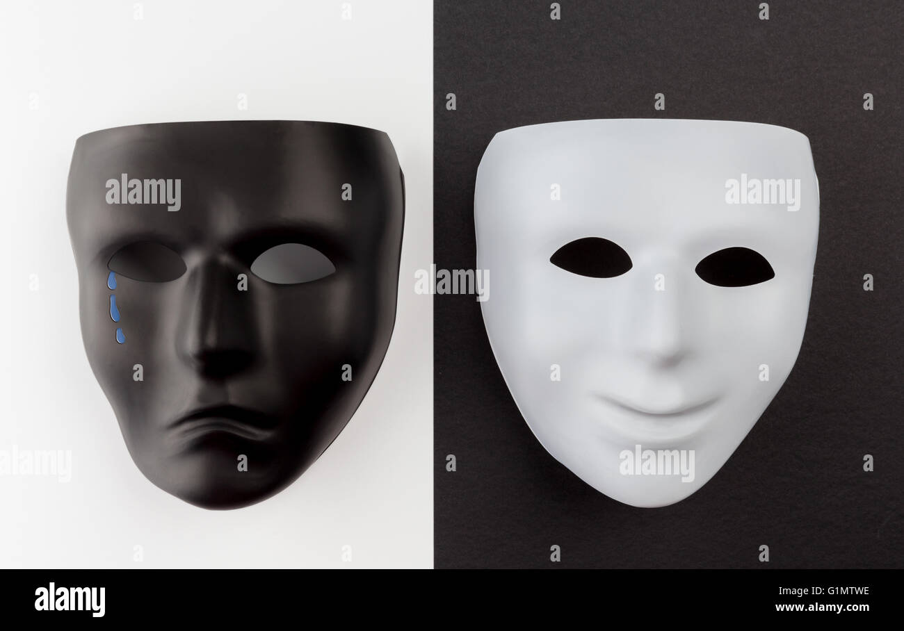 Happy sad drama masks black white High Resolution Stock Photography and ...