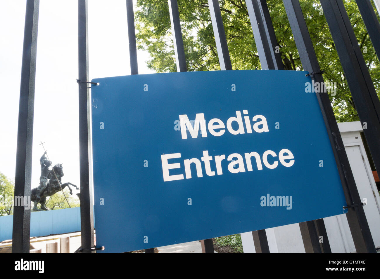 Media Entrance Sign at the United Nations in New York City, USA Stock ...