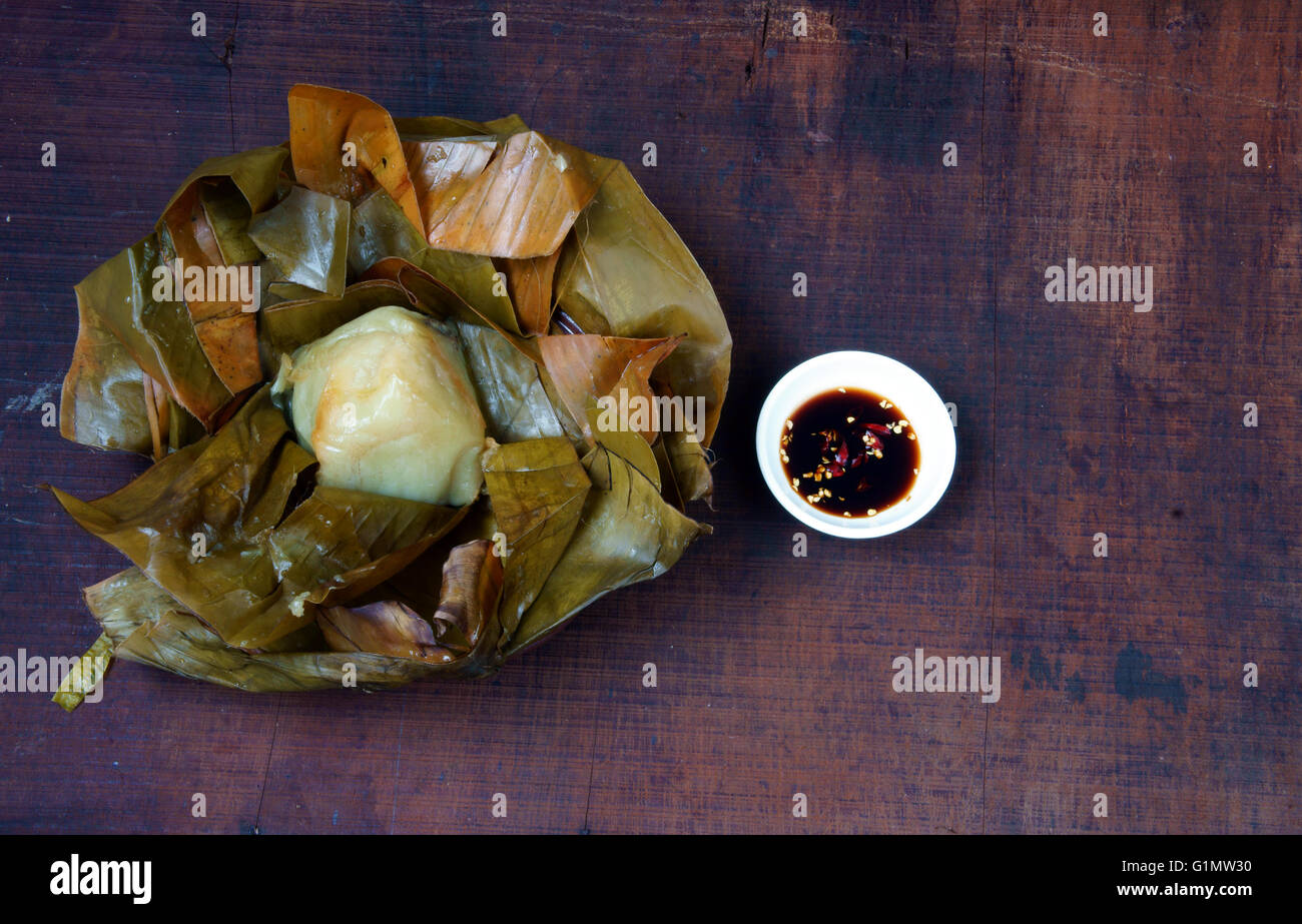 Vietnamese food, Banh Gio or pyramid shaped rice dough dumpling filled ...