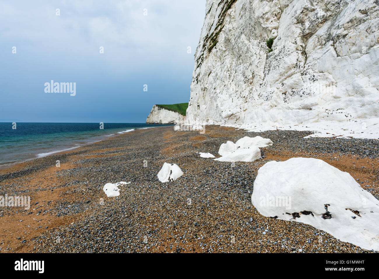 white cliffs on beach in Dorset Jurassic coast, English heritage Stock ...