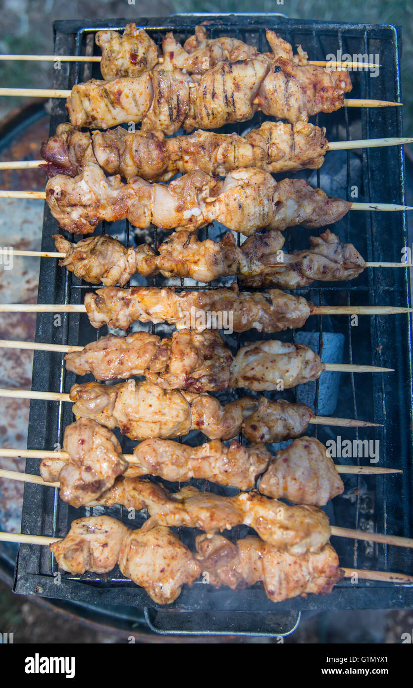 Barbecue grilled meat on grill Stock Photo - Alamy