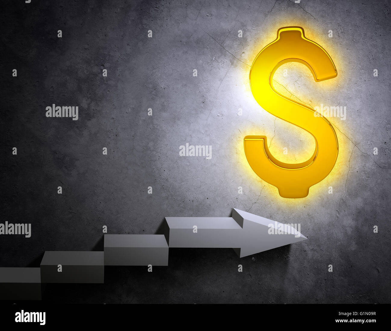 Stairs leading to golden dollar sign Stock Photo - Alamy