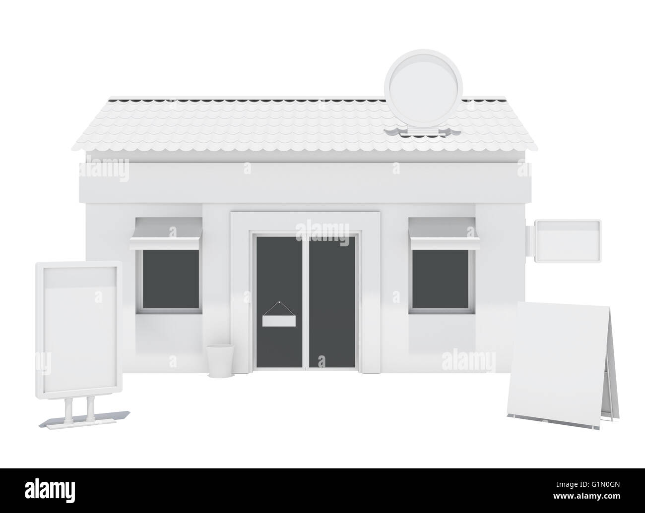 Empty store building with copy space boards Stock Photo - Alamy