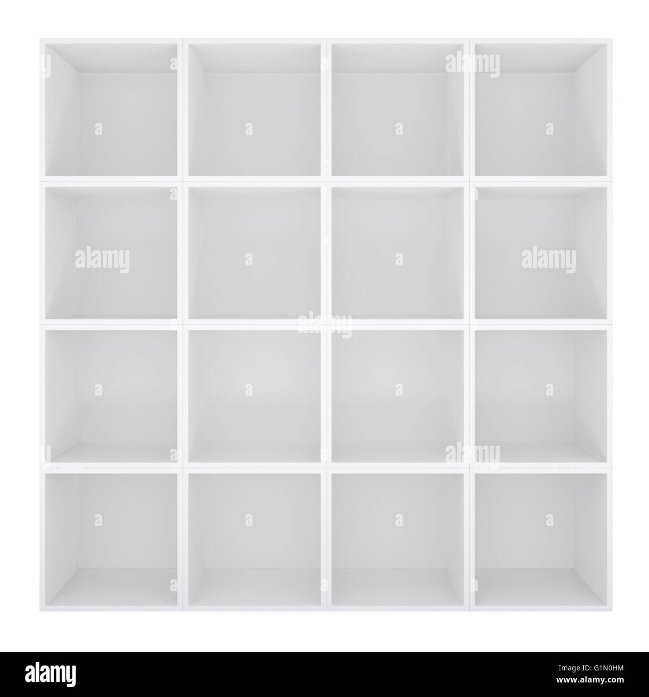 Empty white bookshelf or store cabinet Stock Photo - Alamy