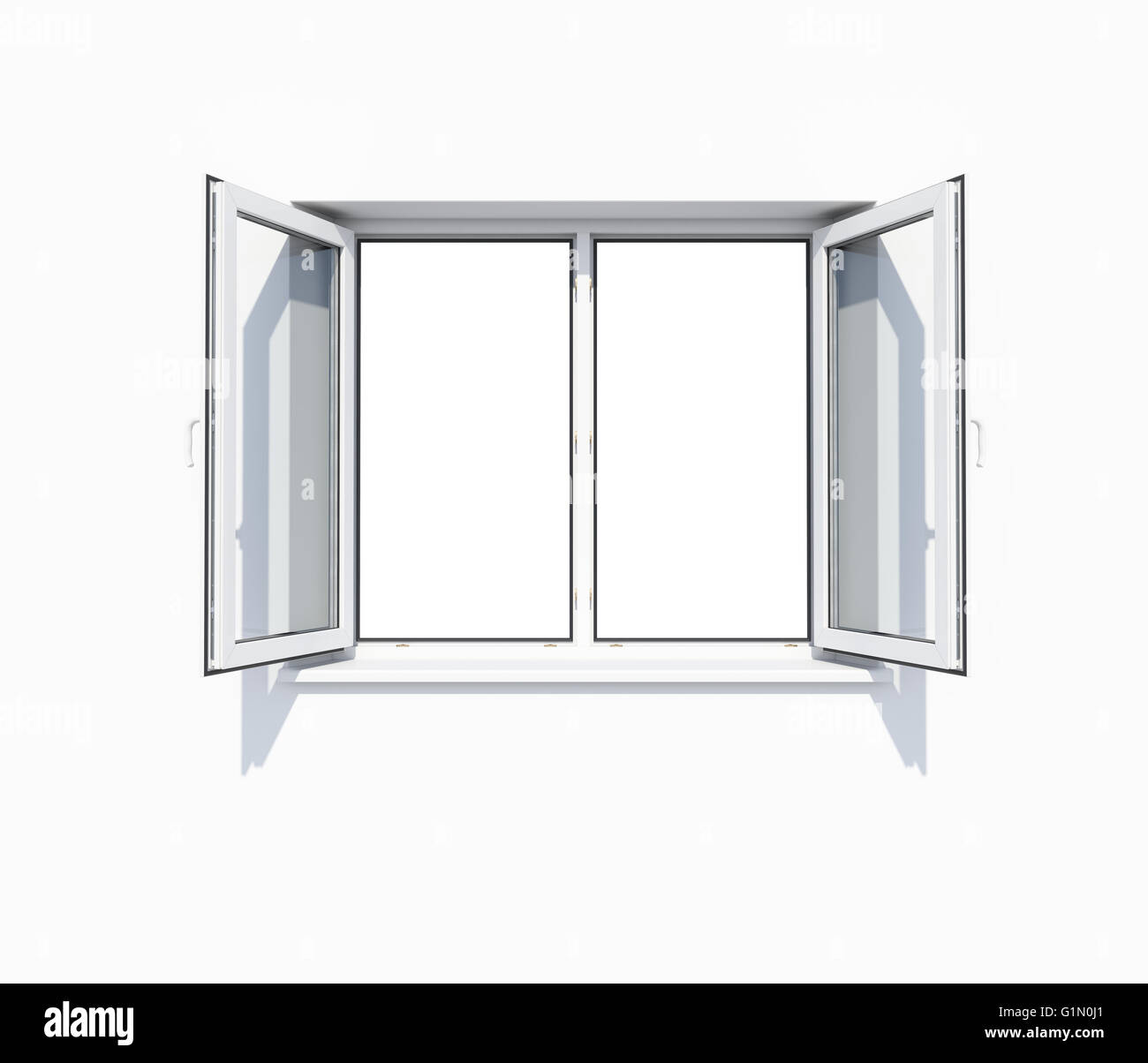 Clean white wall with opened window Stock Photo - Alamy