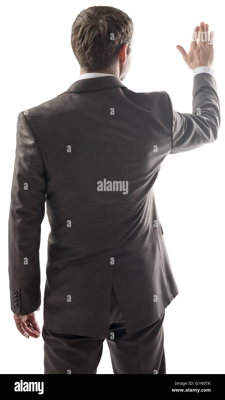 Businessman back view hand touch hi-res stock photography and images ...