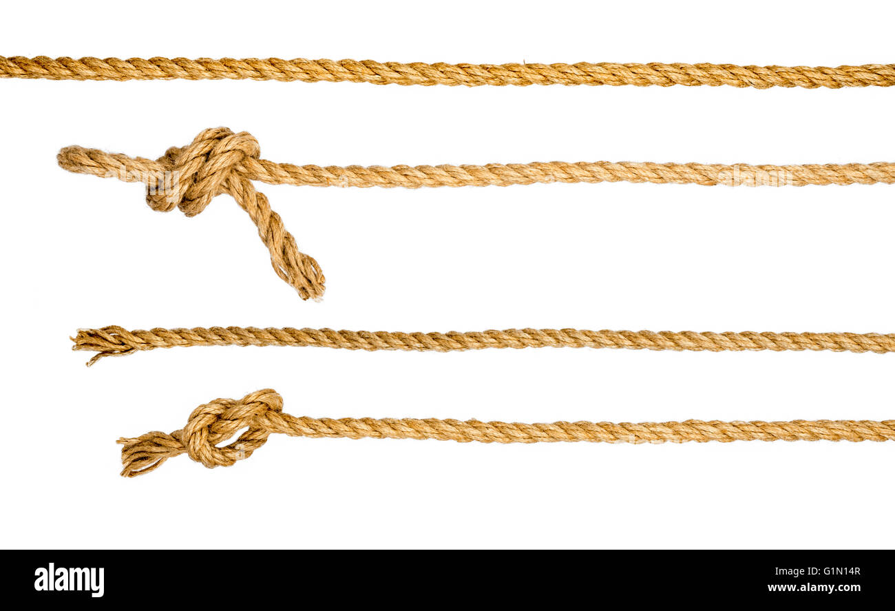Ship ropes with knot isolated on white background Stock Photo - Alamy