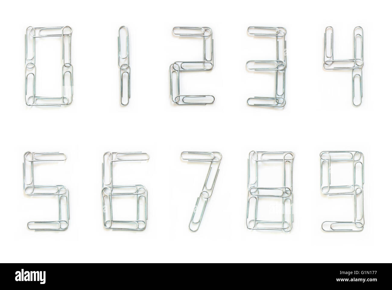 Paperclip Number Set on white background Stock Photo - Alamy
