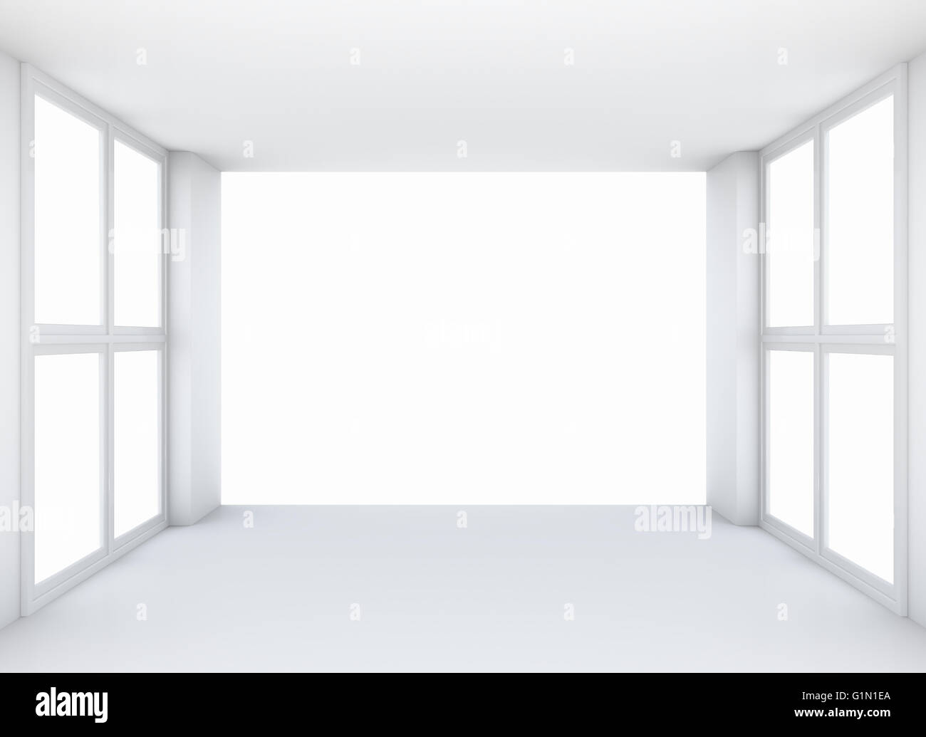 Showroom with white screen on front wall Stock Photo - Alamy