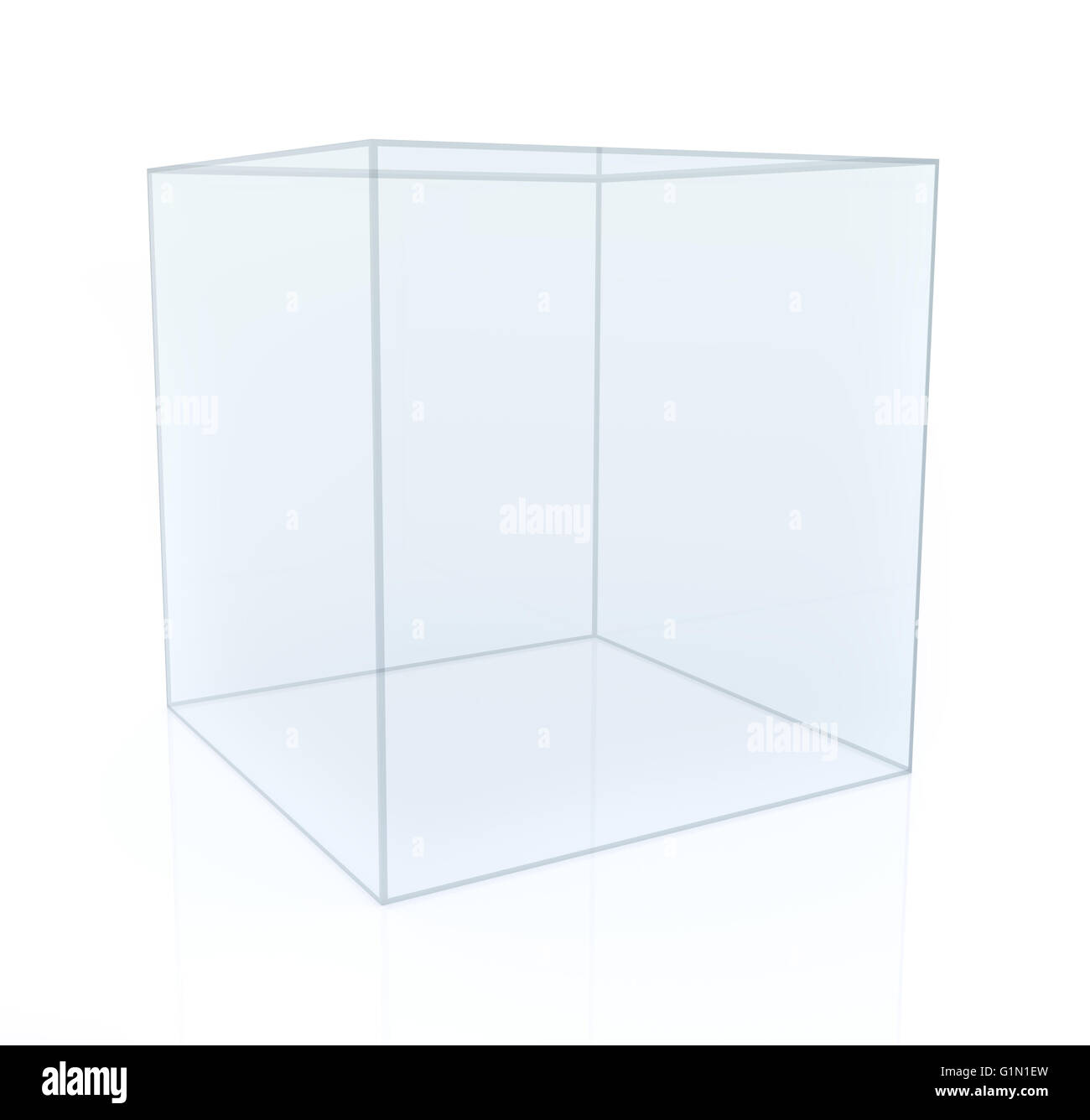 Empty glass cube, isolated Stock Photo - Alamy