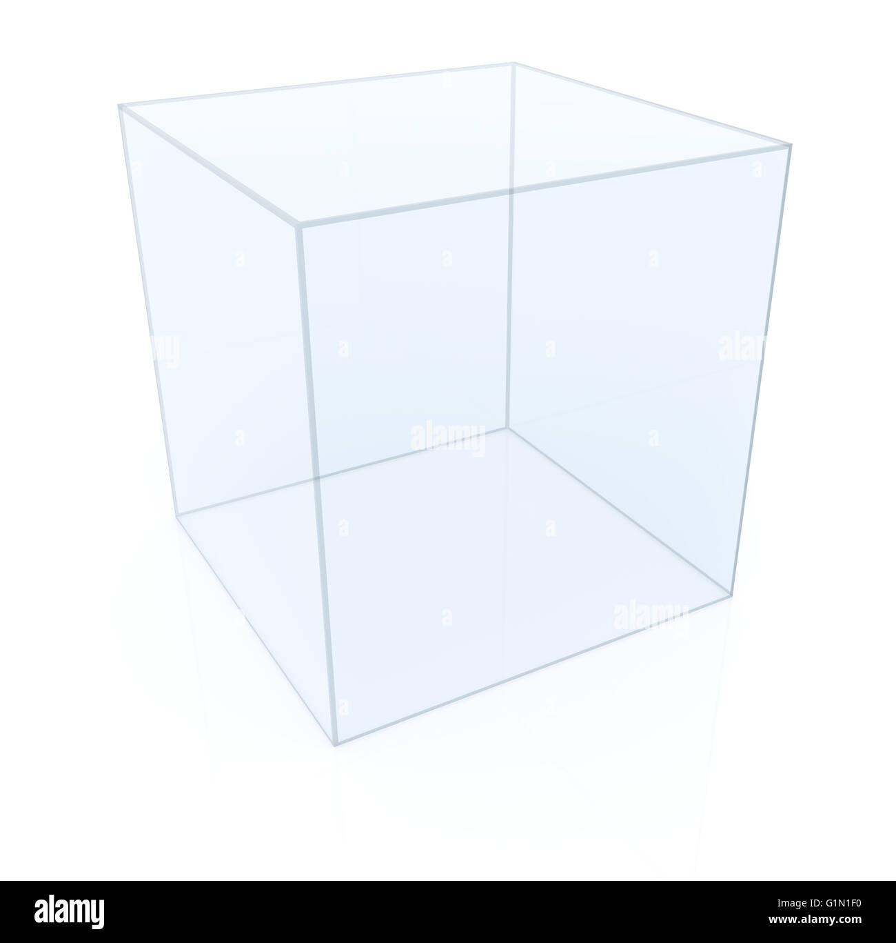 Empty glass cube on white background Stock Photo - Alamy