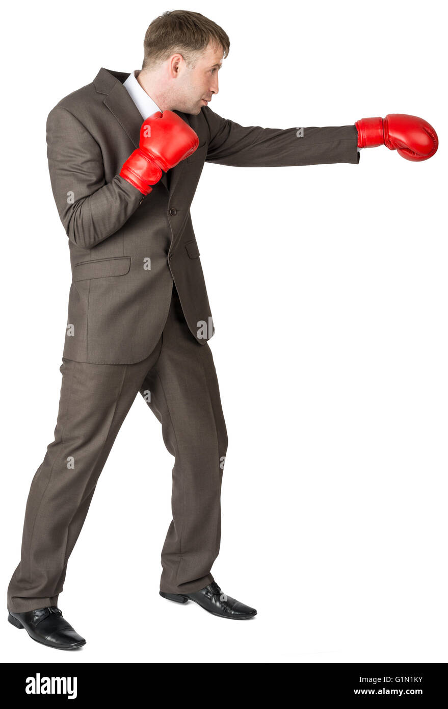 Full length portrait businessman boxing Stock Photo - Alamy