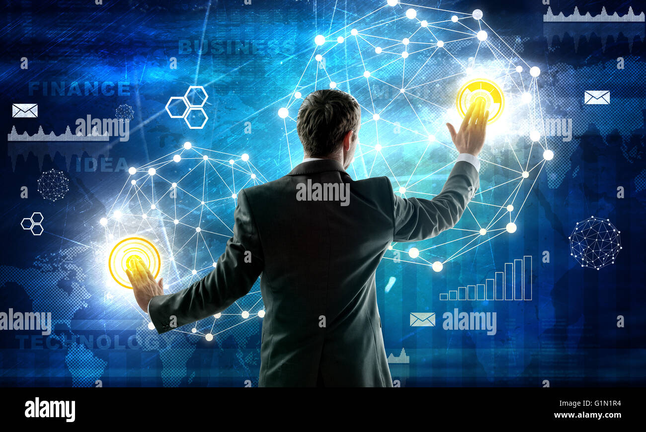 Business man working with digital virtual screen Stock Photo - Alamy
