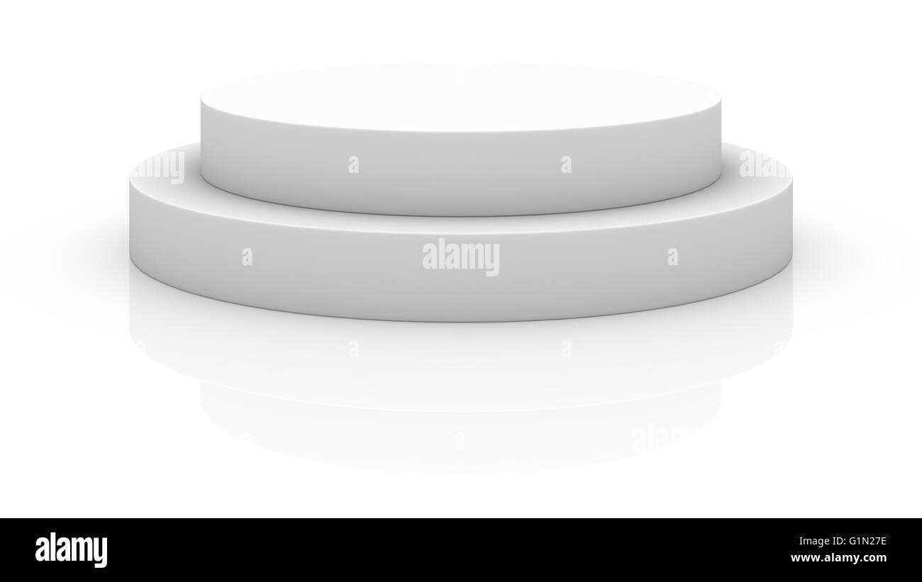 Empty white round podium Stock Photo - Alamy