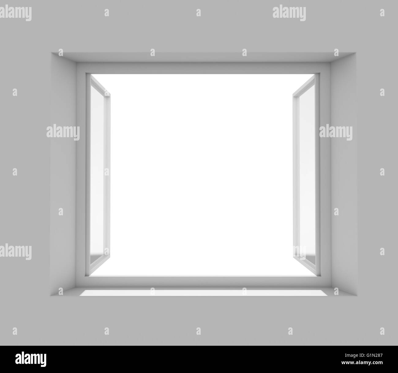 Open window with empty white wall Stock Photo - Alamy