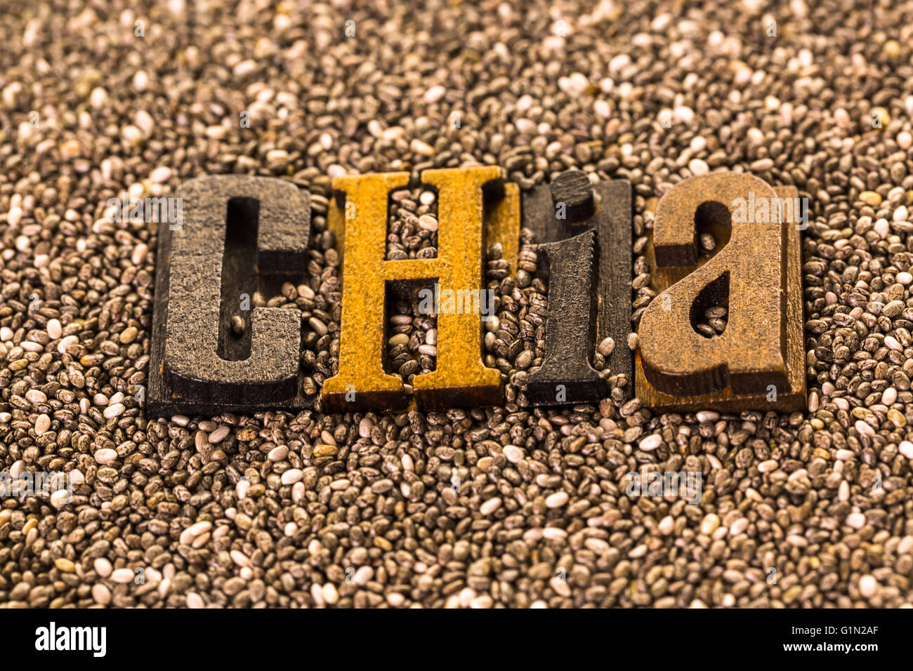 Healthy Chia seeds with chia letters close-up Stock Photo - Alamy
