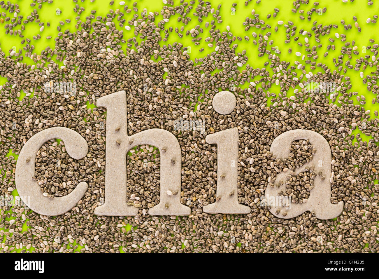 Healthy Chia seeds with chia sign close-up Stock Photo - Alamy