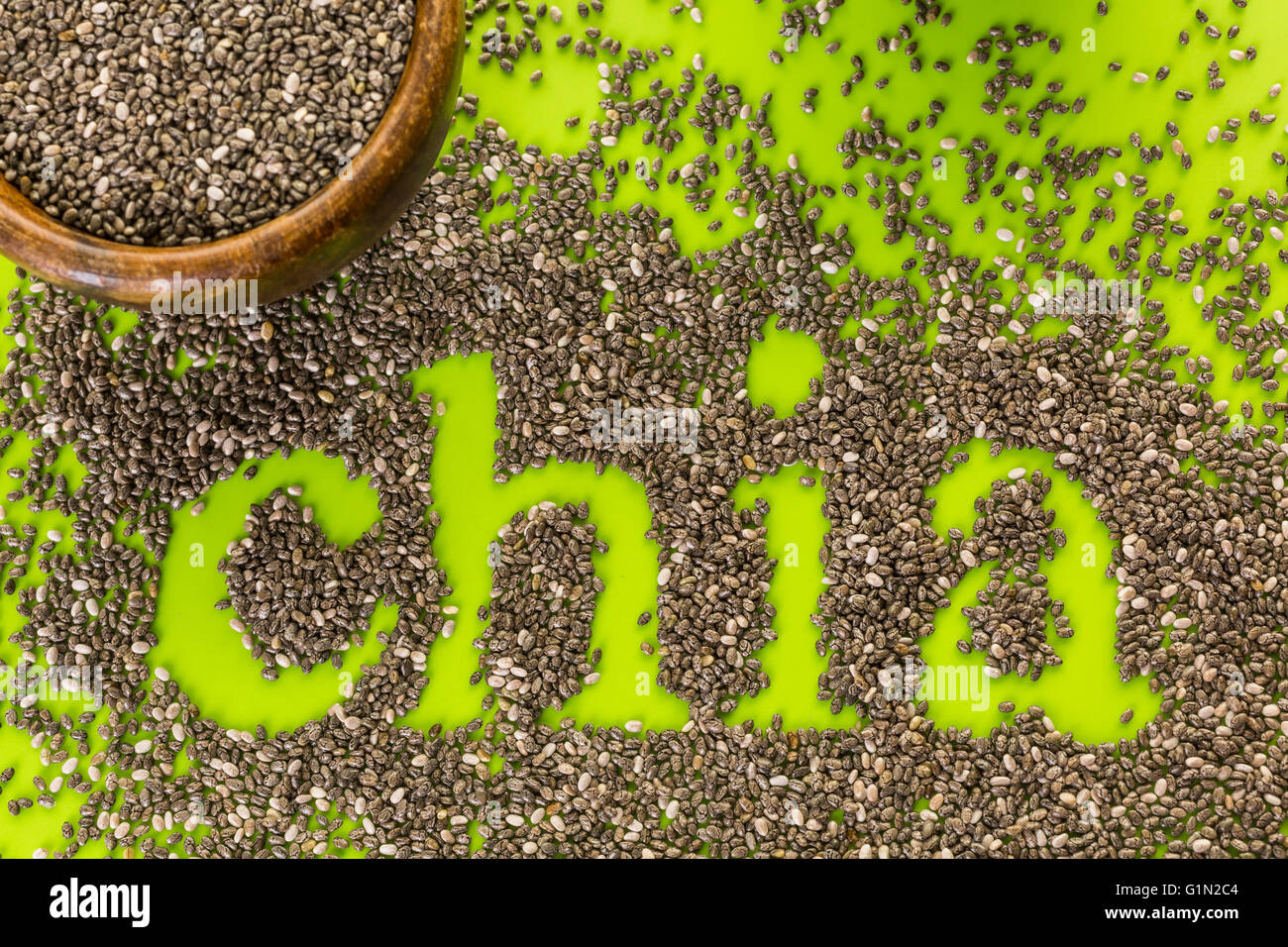 Healthy Chia seeds with shia sign close-up Stock Photo - Alamy