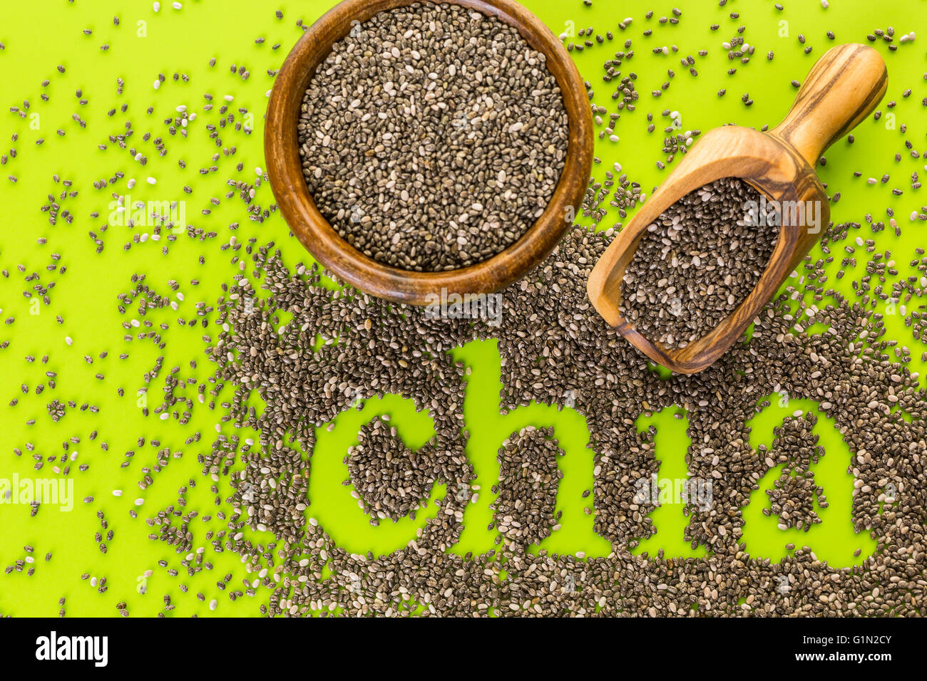 Healthy Chia seeds with shia sign close-up Stock Photo - Alamy
