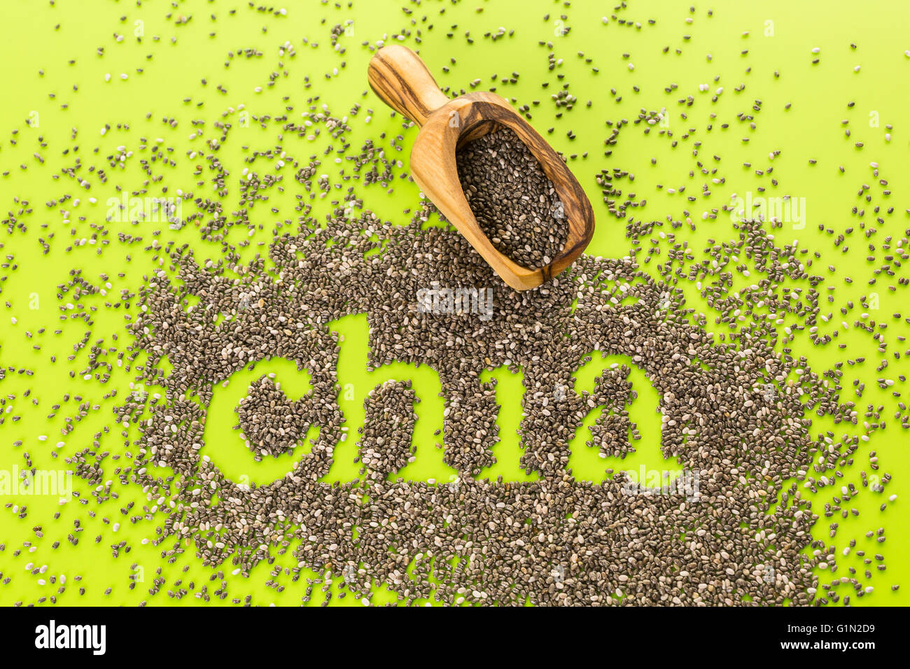 Healthy Chia seeds with shia sign close-up Stock Photo - Alamy