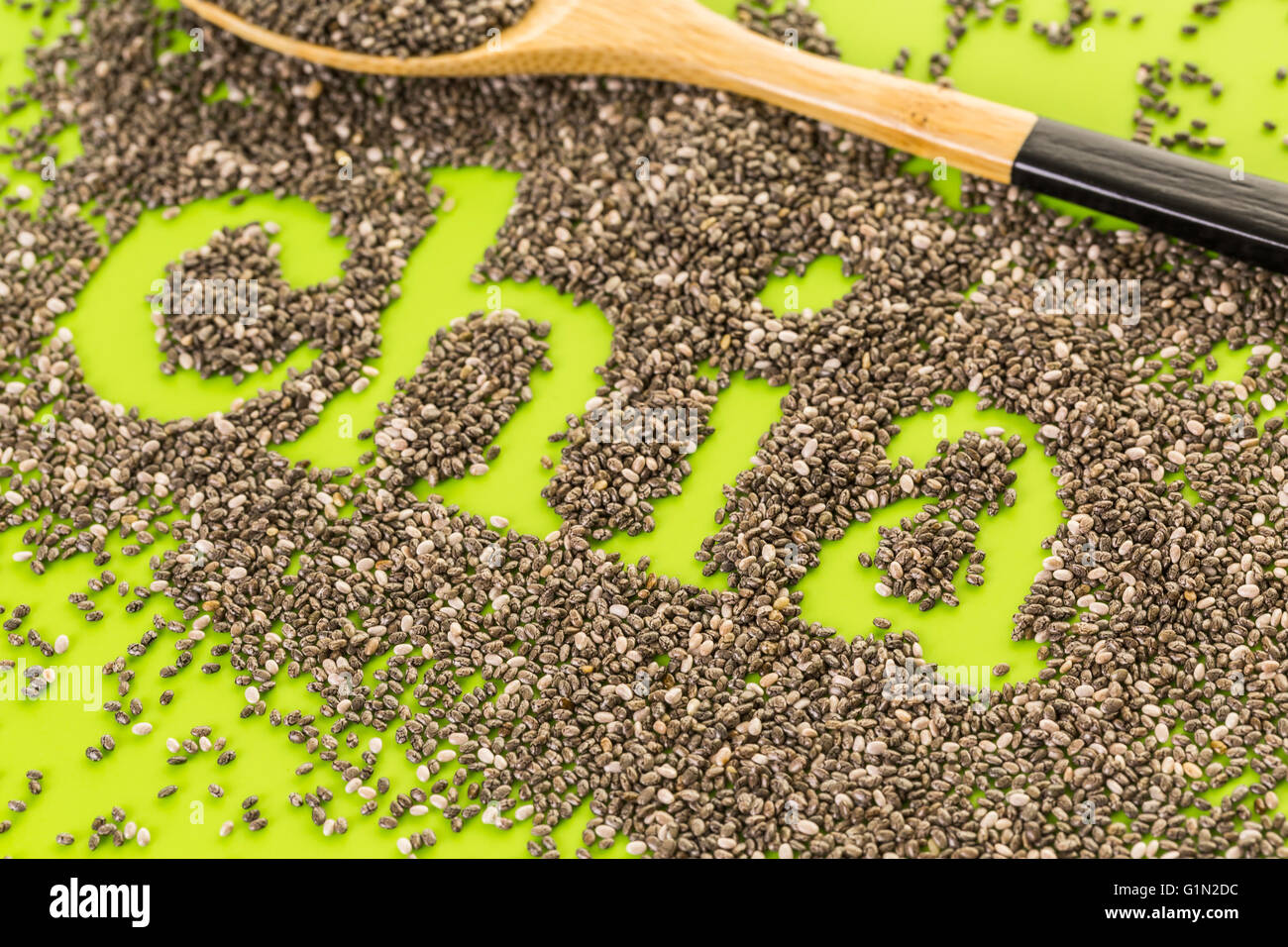 Healthy Chia seeds with shia sign close-up Stock Photo - Alamy