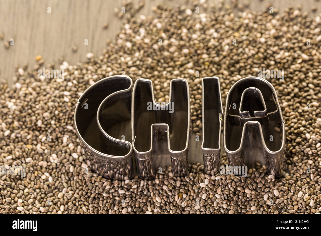 Healthy Chia seeds in a chia sign close-up Stock Photo - Alamy