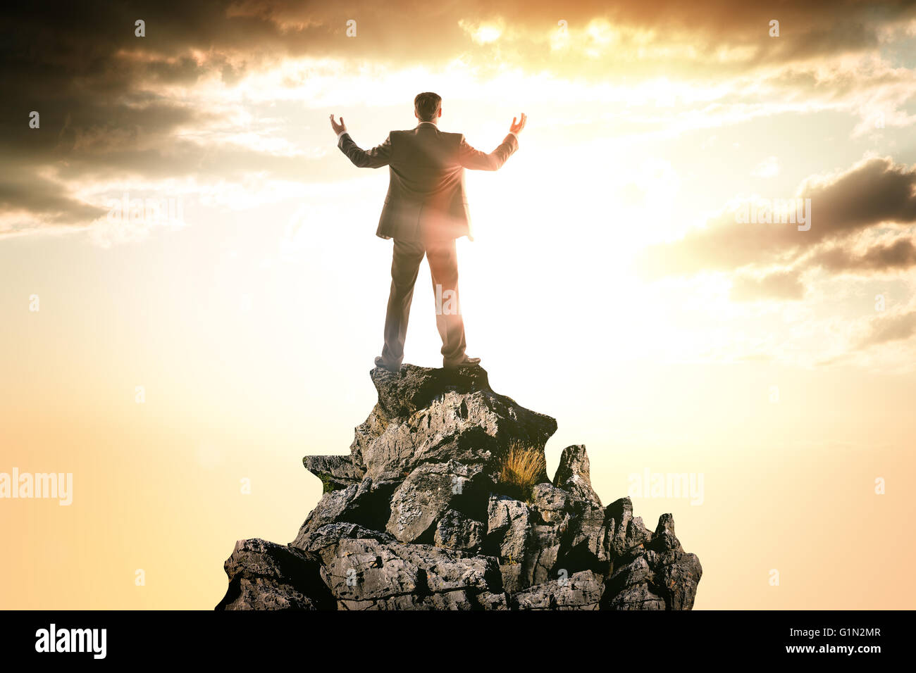 Happy businessman observing landscape Stock Photo - Alamy