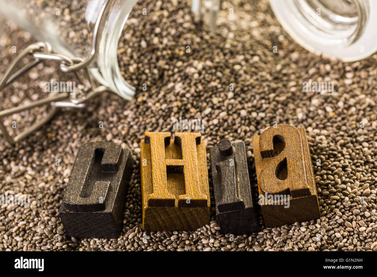 Healthy Chia seeds with chia wooden sign close-up Stock Photo - Alamy