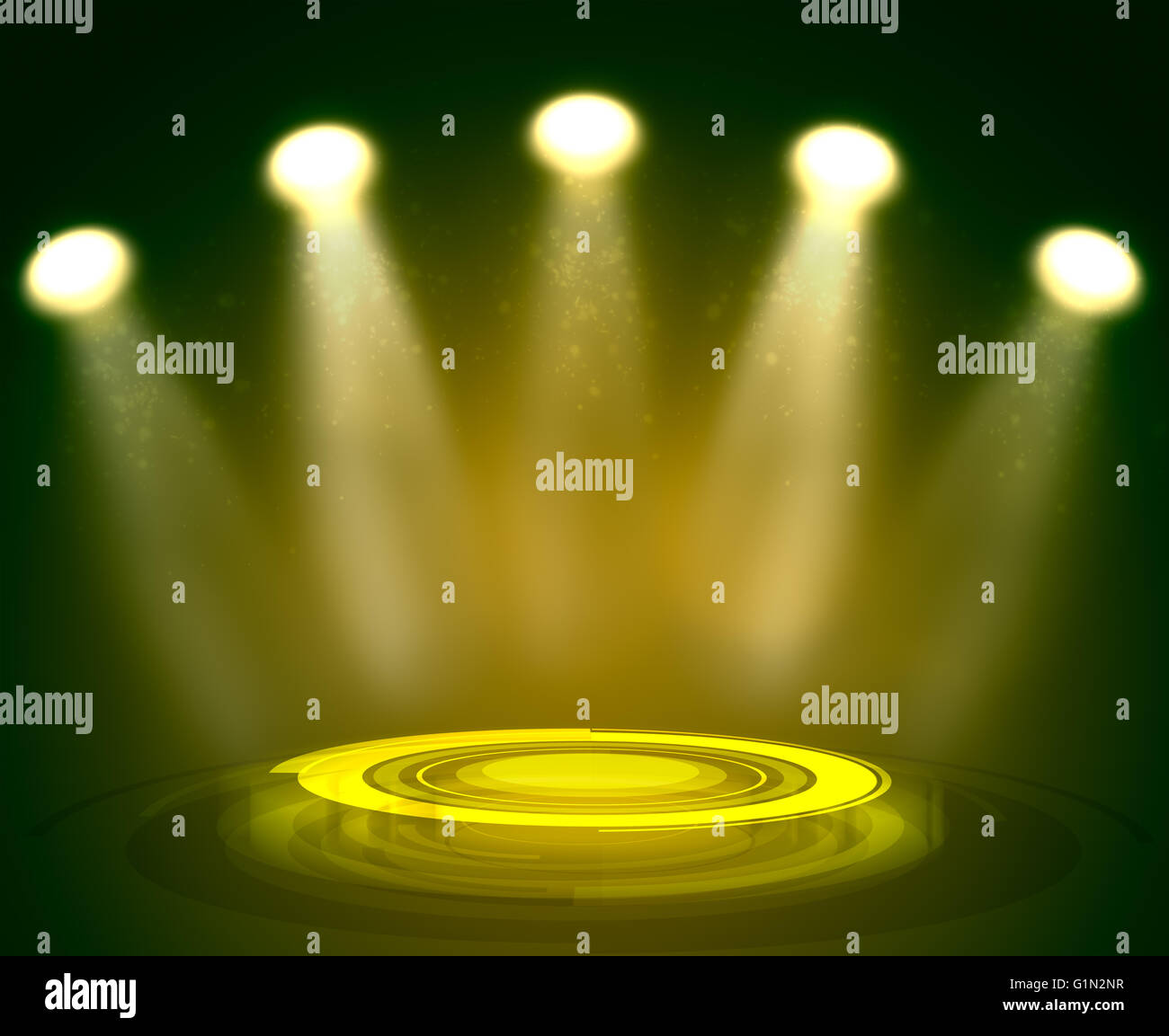 Technology podium and spotlights Stock Photo - Alamy