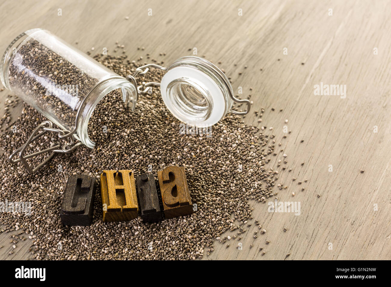 Healthy Chia seeds with chia wooden sign close-up Stock Photo - Alamy