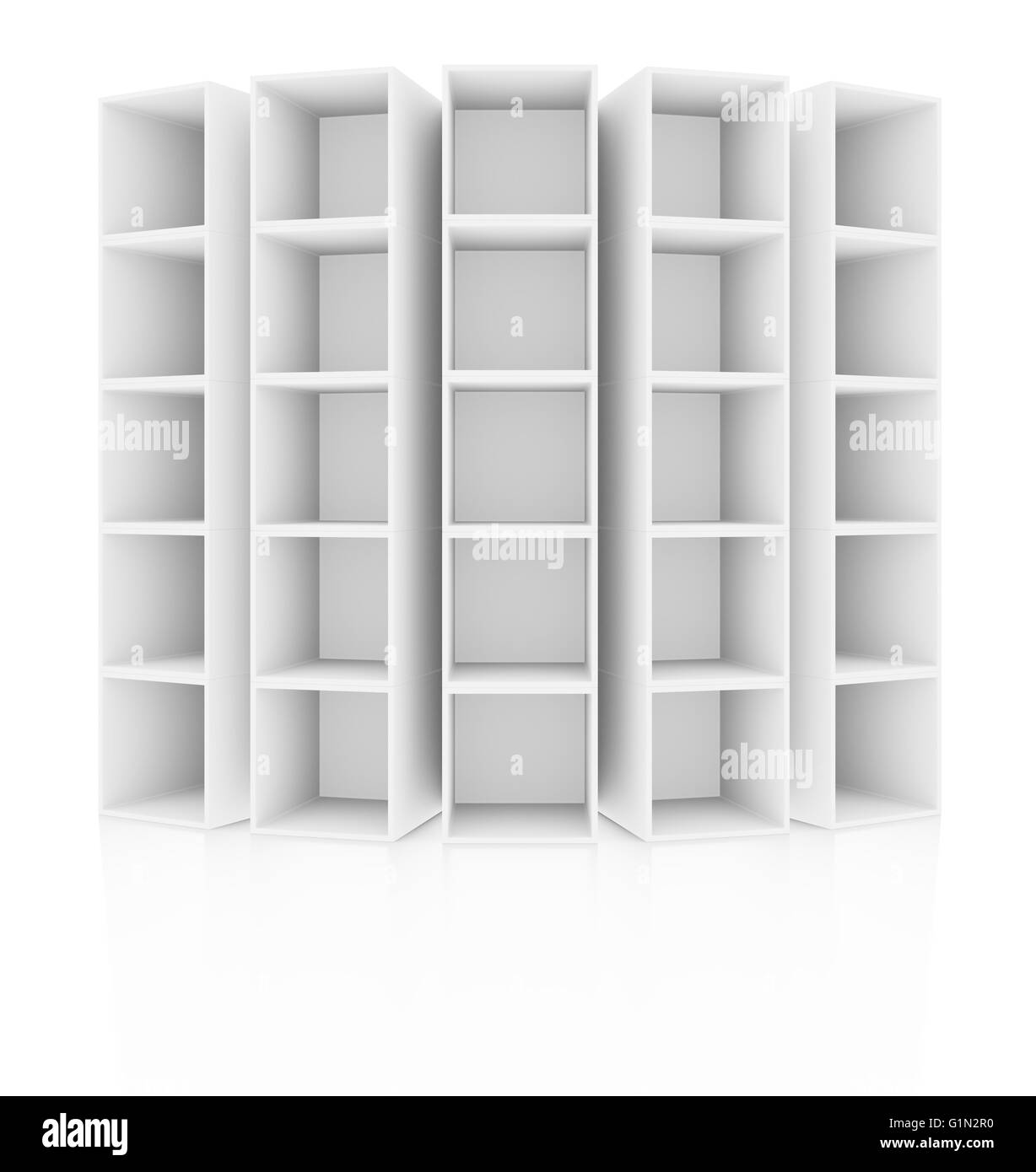 Empty white bookshelf Stock Photo - Alamy