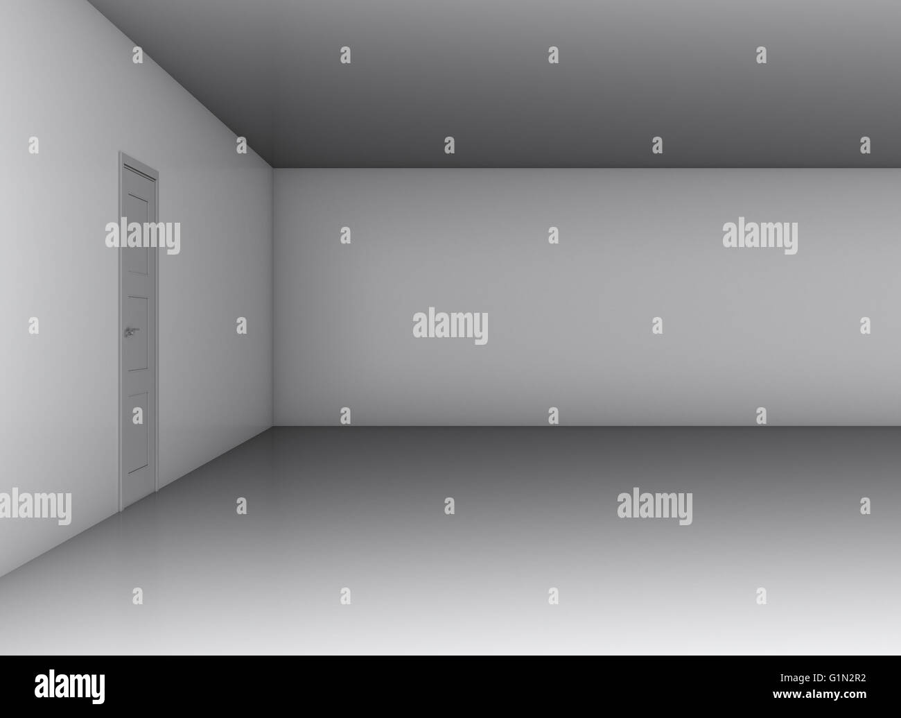 Empty grey room with closed door Stock Photo - Alamy