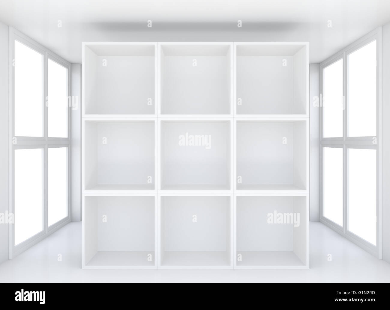 Stand for exhibit in white interior Stock Photo - Alamy