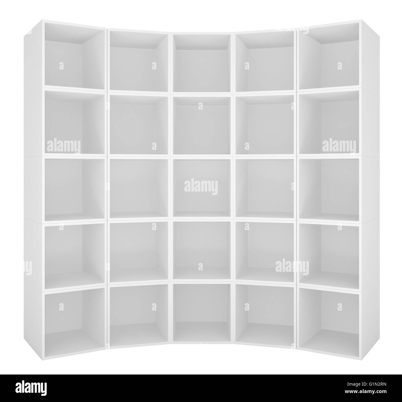 Empty bookshelf on white background Stock Photo - Alamy