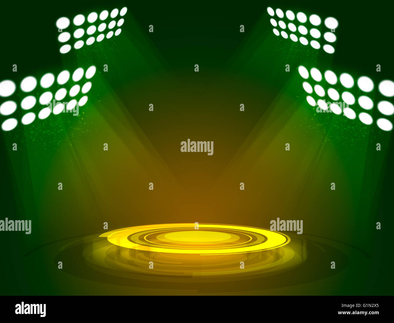 Technology podium and spotlights Stock Photo - Alamy