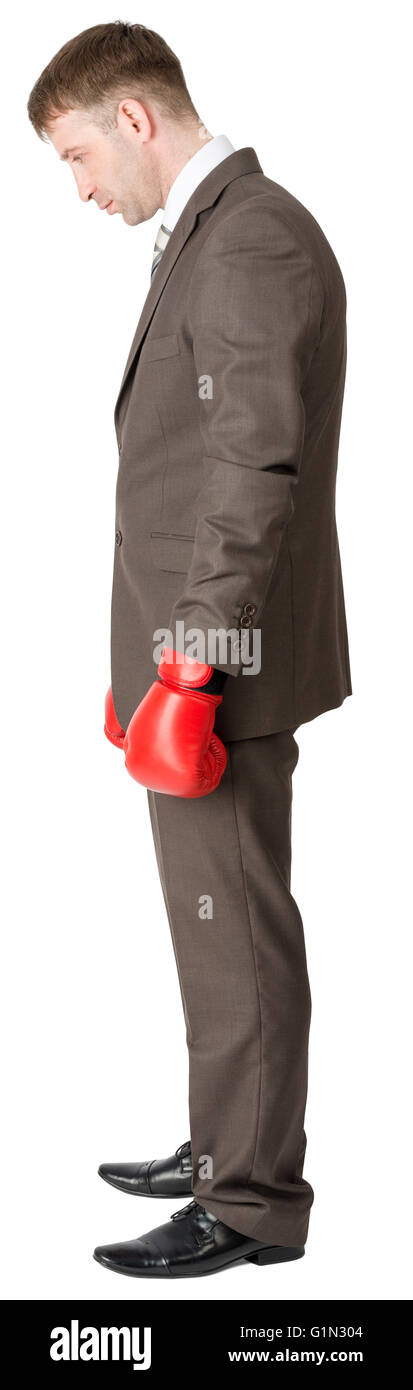 Sad businessman in boxing gloves Stock Photo - Alamy