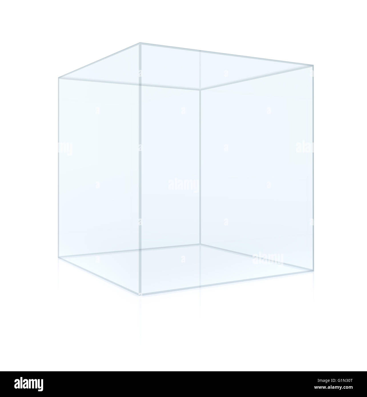 Empty glass cube isolated Stock Photo - Alamy