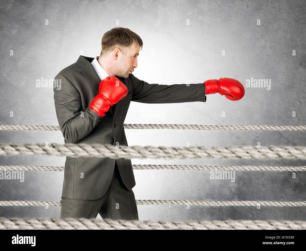 Portrait of businessman boxing Stock Photo - Alamy