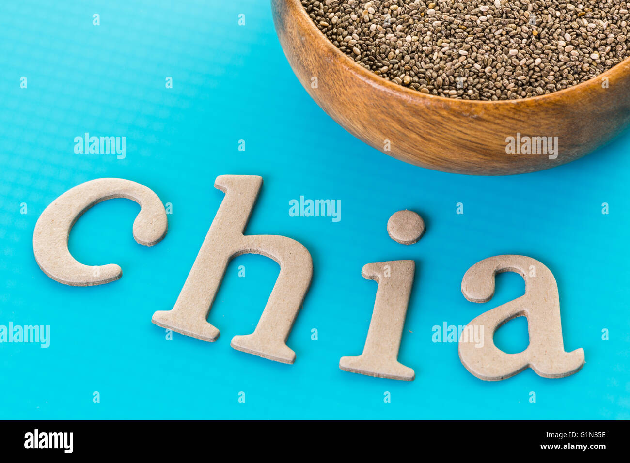 Healthy Chia seeds with chia sign close-up Stock Photo - Alamy