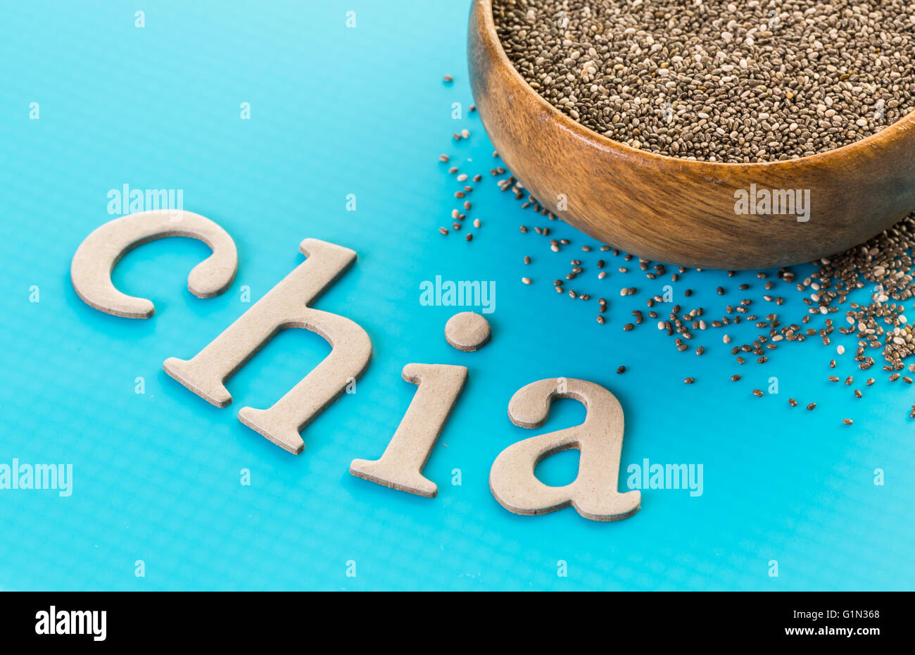 Healthy Chia seeds with chia sign close-up Stock Photo - Alamy
