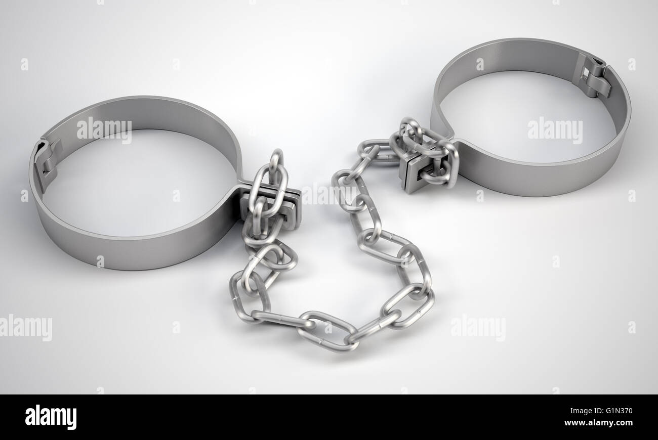 Rendered handcuffs. Close up view Stock Photo - Alamy